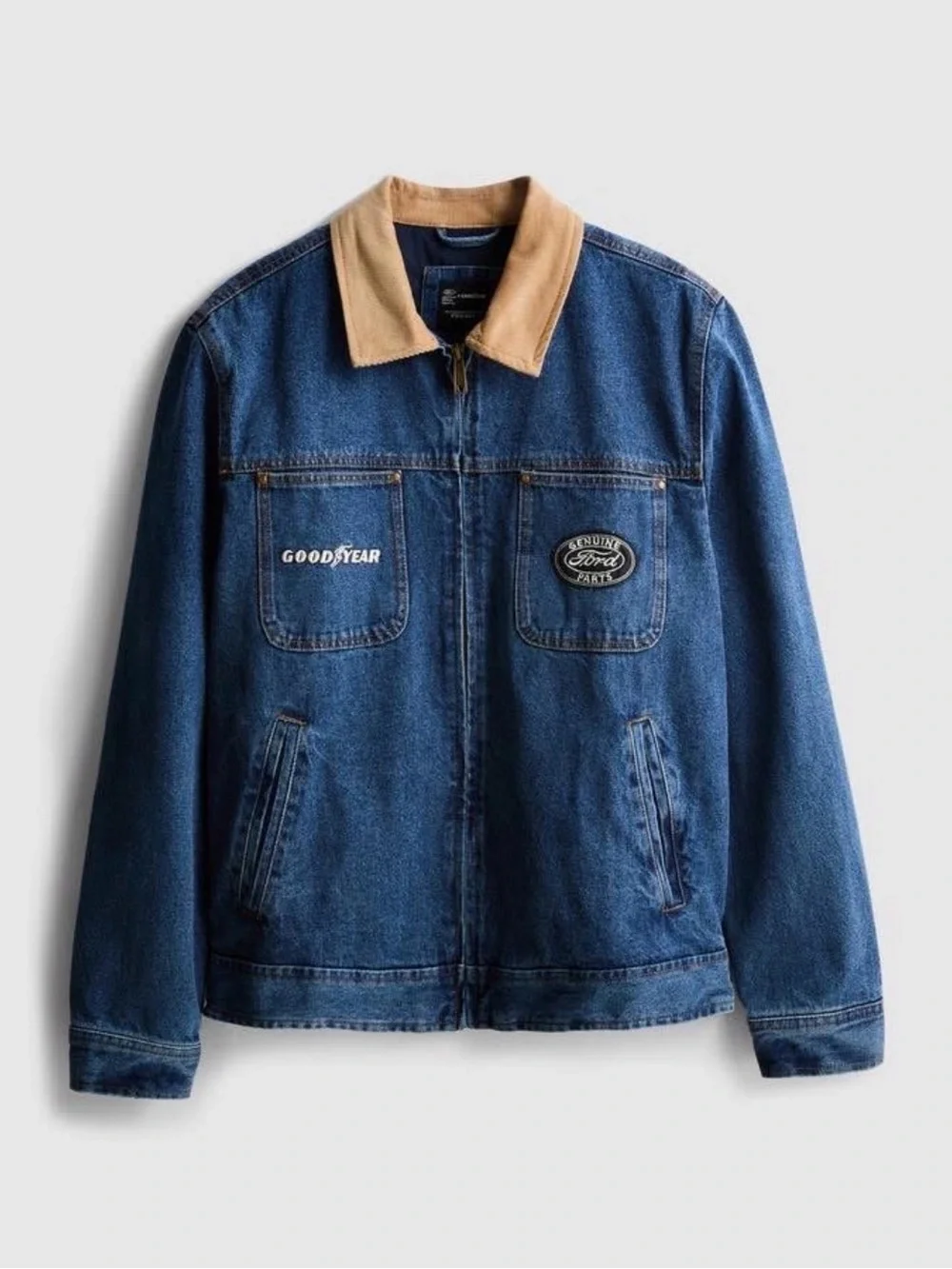 Ford | Jackets & Coats | Ford Blue Denim Jacket With Tan Collar | Poshmark